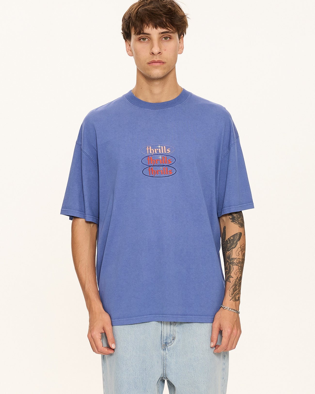 Thrills Crystal Clear Box Fit Oversize Tee Sigma Blue